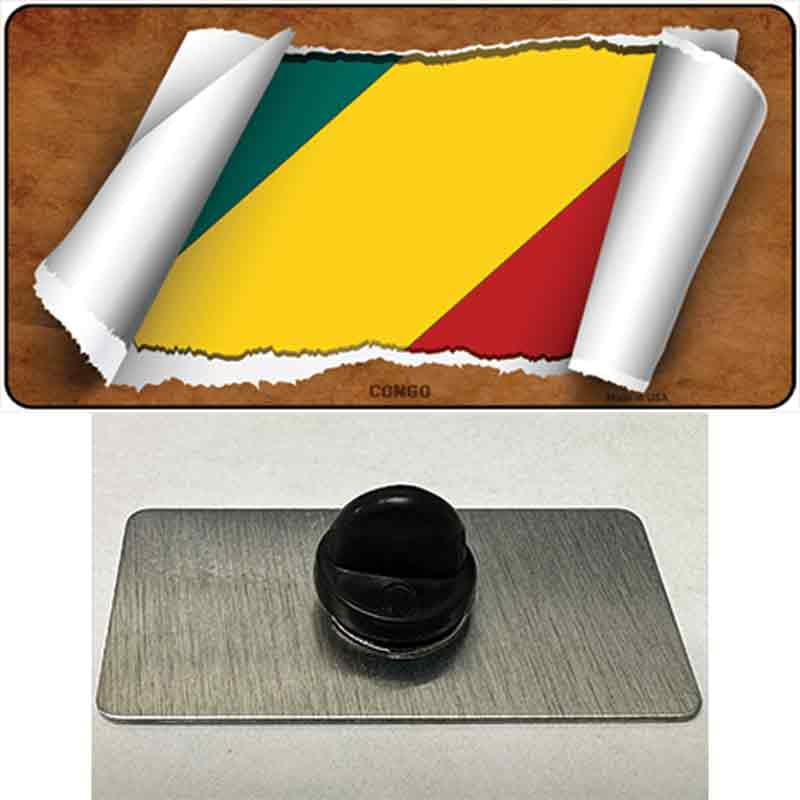 Congo Flag Scroll Novelty Metal Hat Pin 1.5" x 0.75" Hat Pin (PIN ...