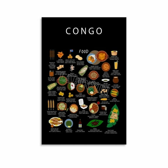Congo Food Poster Congolese Street Cuisine Kitchen Decor Canvas for ...