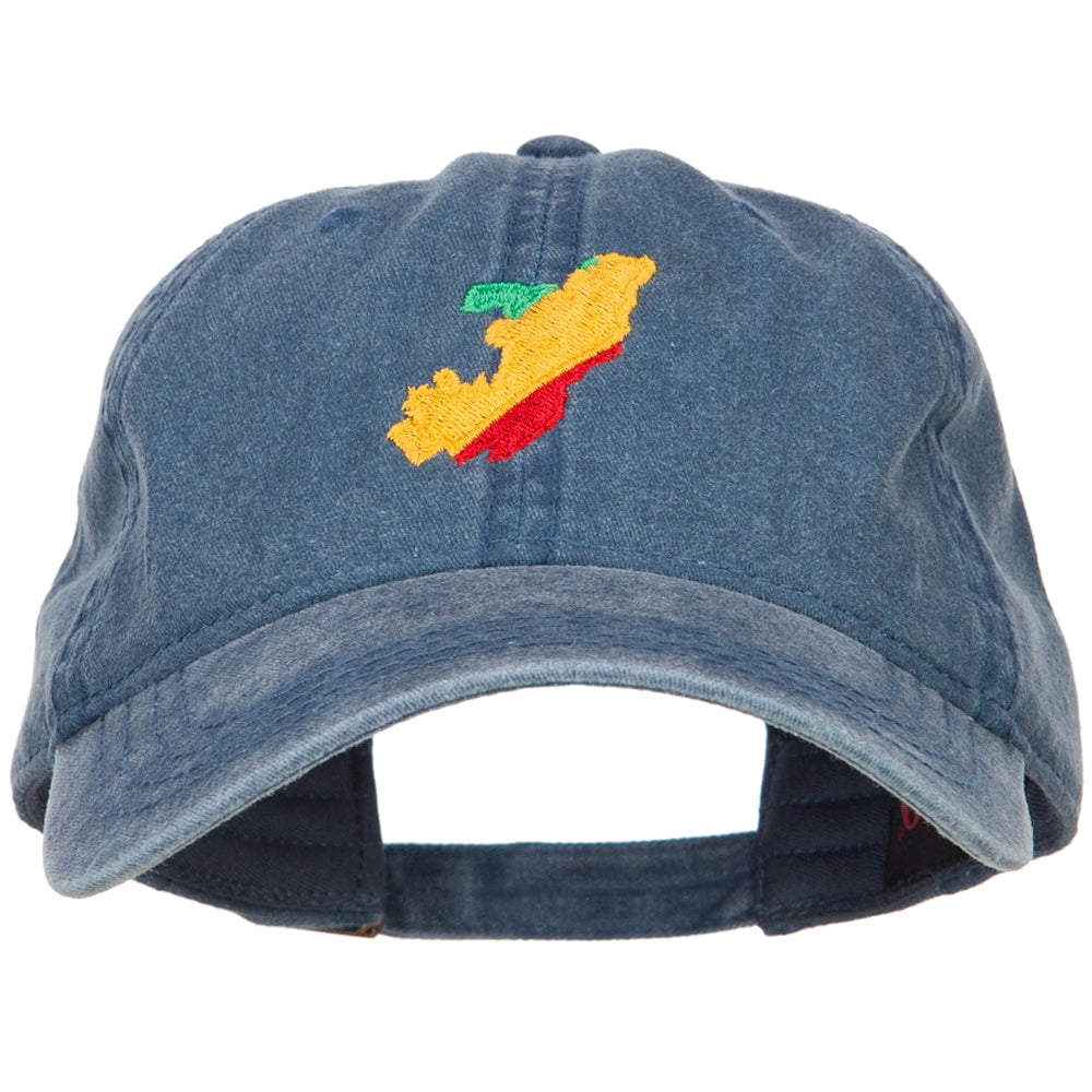 Congo Map Flag Embroidered Washed Cap - Navy OSFM - Walmart.com