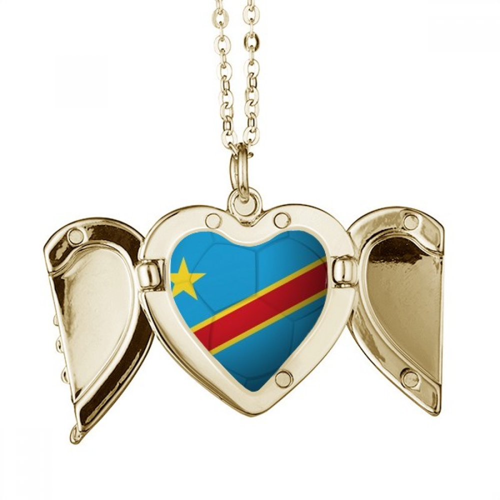 Congo National Flag Soccer Football Folded Wings Peach Heart Pendant ...