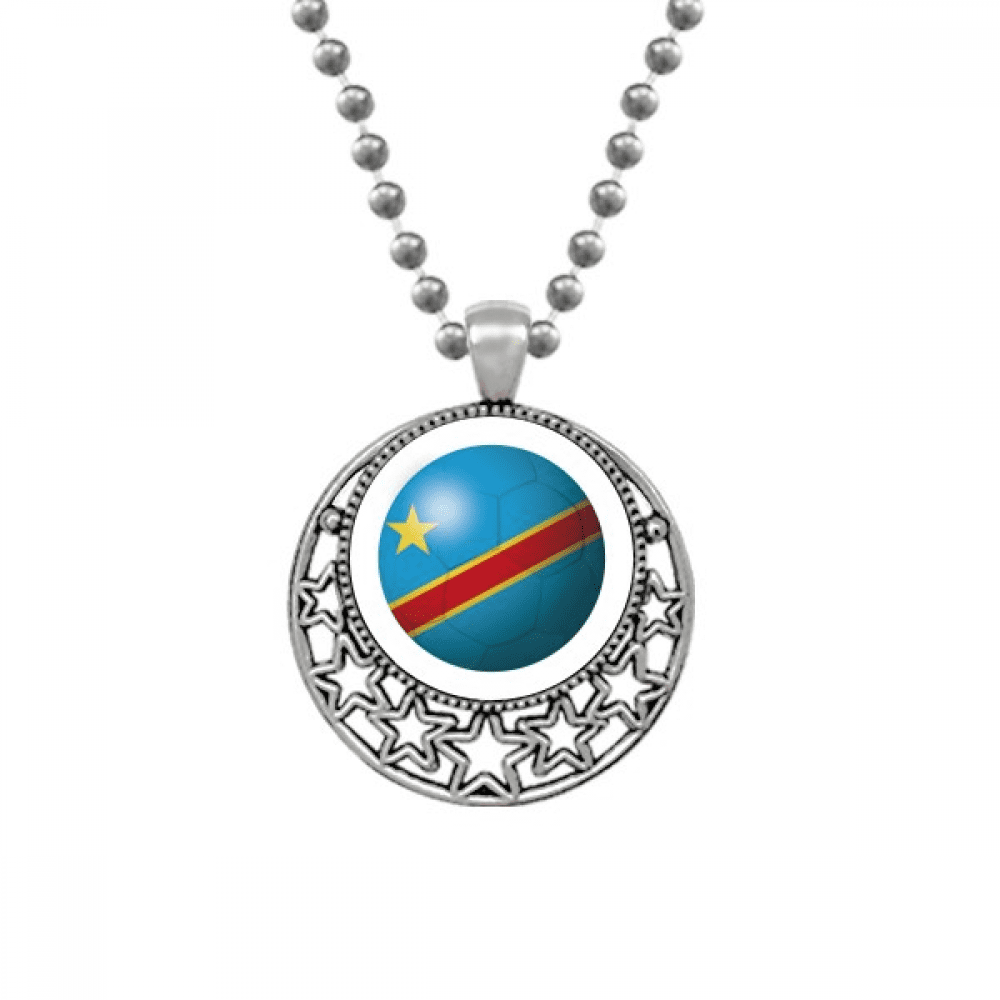 Congo National Flag Soccer Football Necklaces Pendant Retro Moon Stars ...