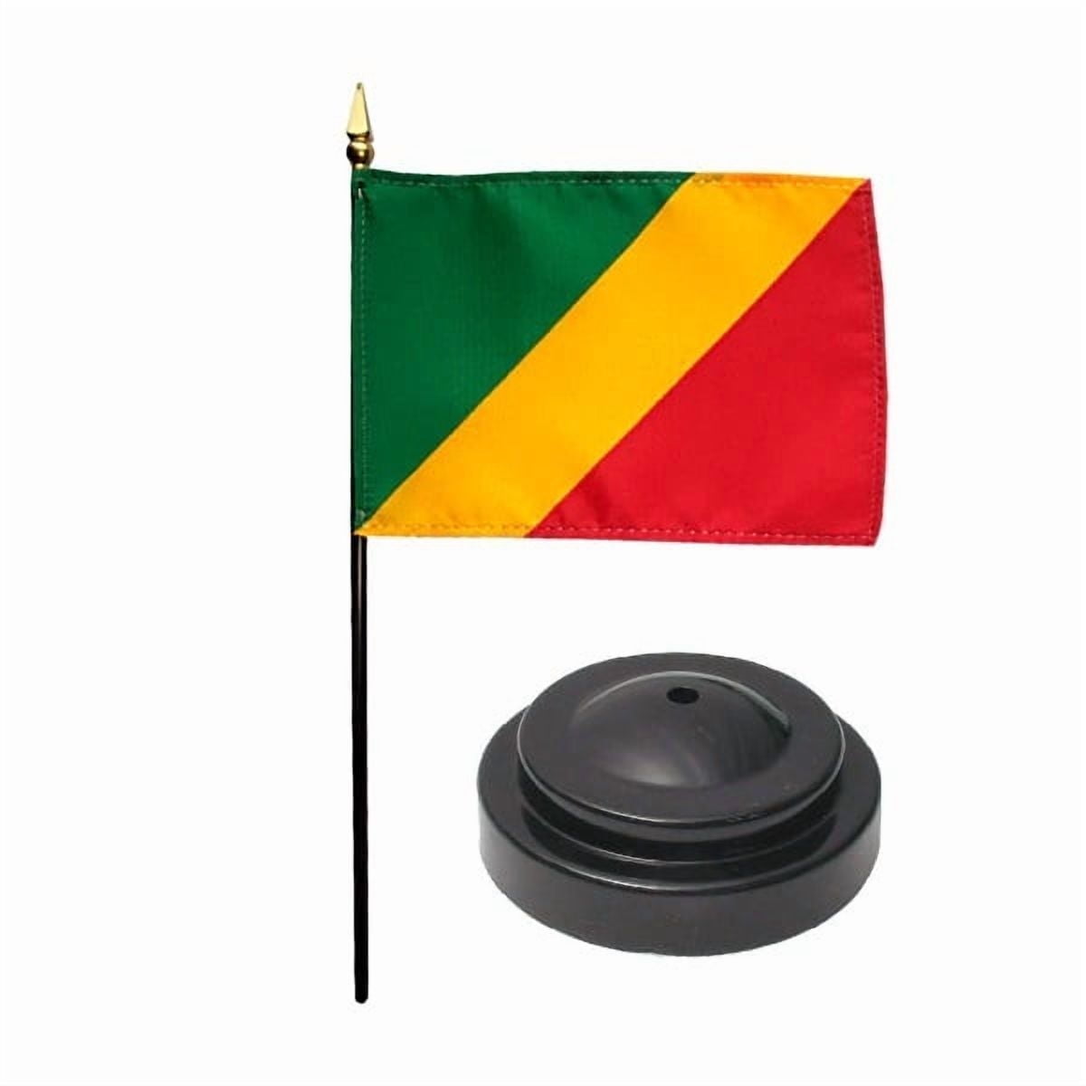 Congo, Republic Desk Flag with Base; American Made Rayon 4x6 inch ...