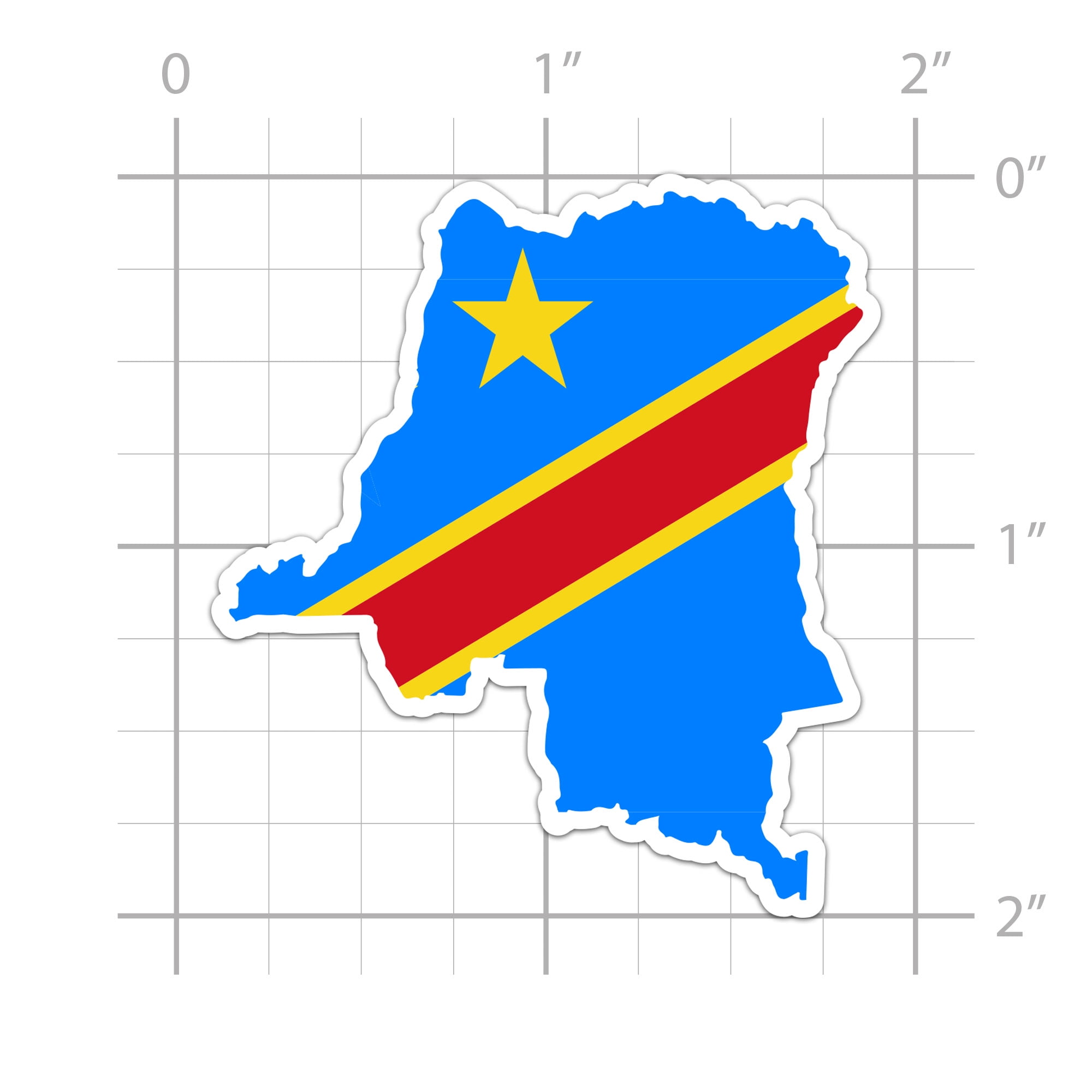 Congolese Shaped Congo Flag Sticker for water bottle phone tumbler hard ...