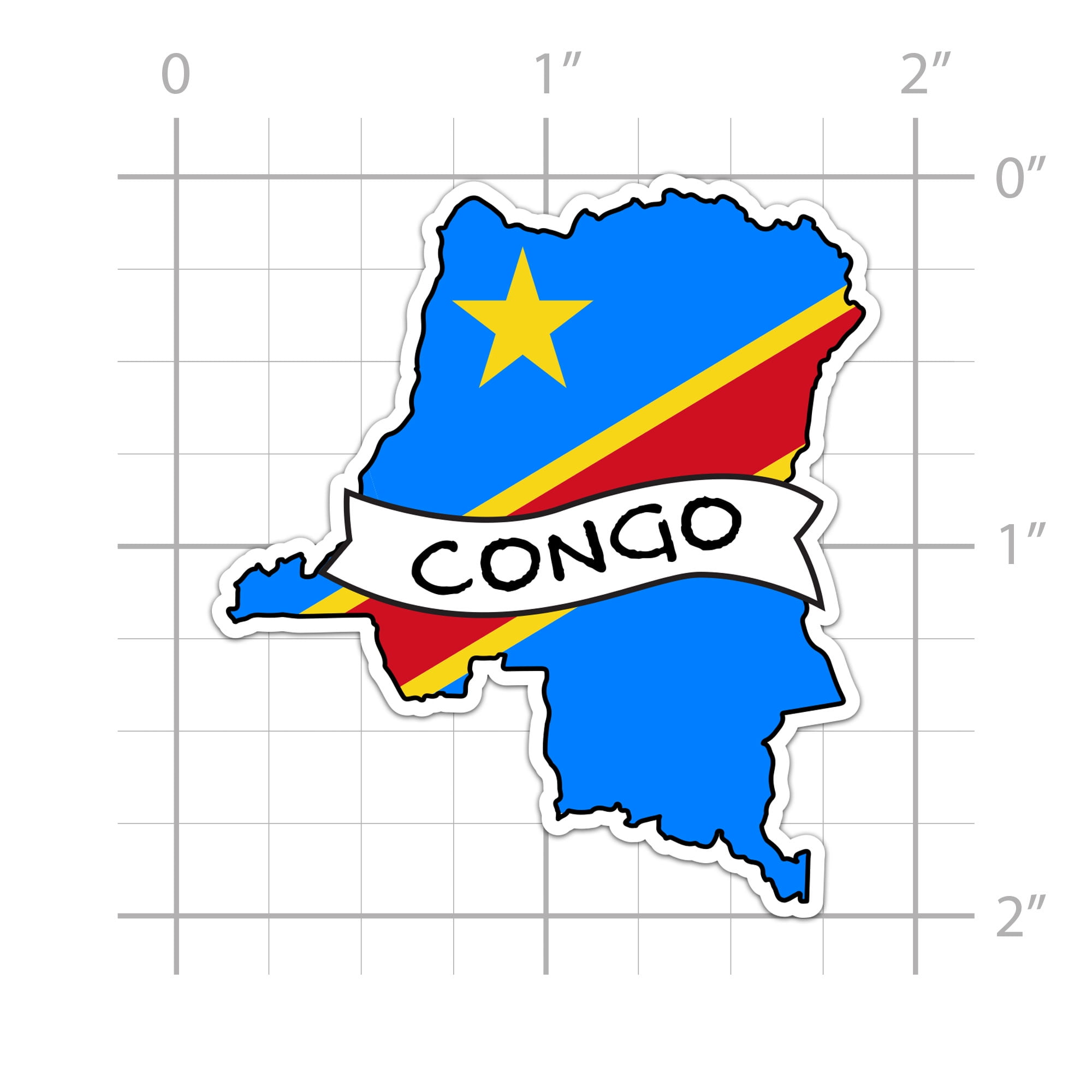 Congolese Shaped Congo Flag Sticker for water bottle phone tumbler hard ...