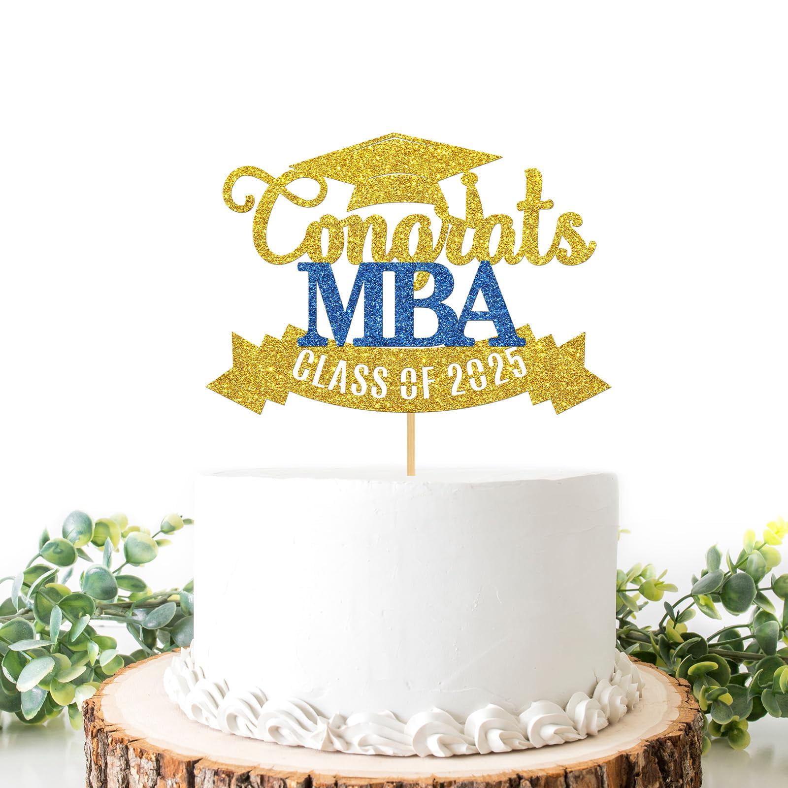 Congrats 2025 MAB SCH4 Cake Topper,Blue&Gold MBA Degree Graduate Party ...