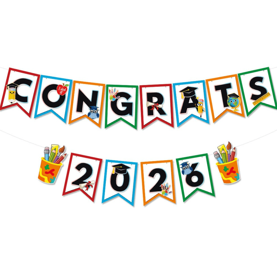 Congrats 2026 Graduation Banner, Colorful Pennant Bunting, Party ...