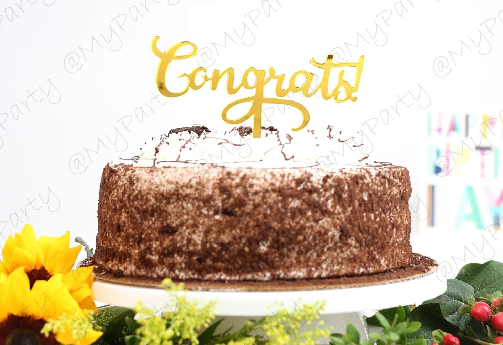 Congrats Cake topper acrylic mirror Gold Class of 2025 graduation ...