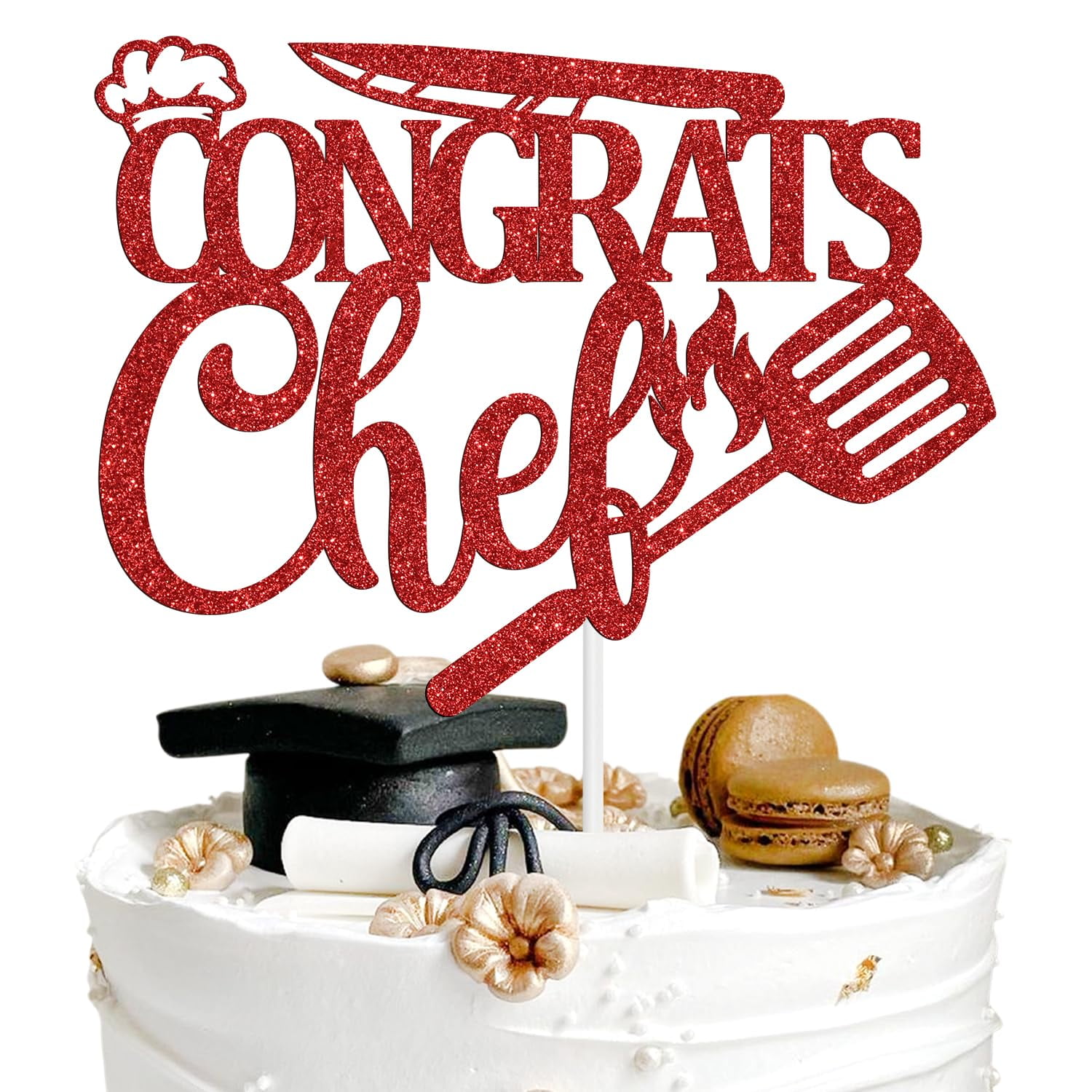 Congrats Chef Cake TWE5 Topper, Culinary School Grad Cake Decor, High ...