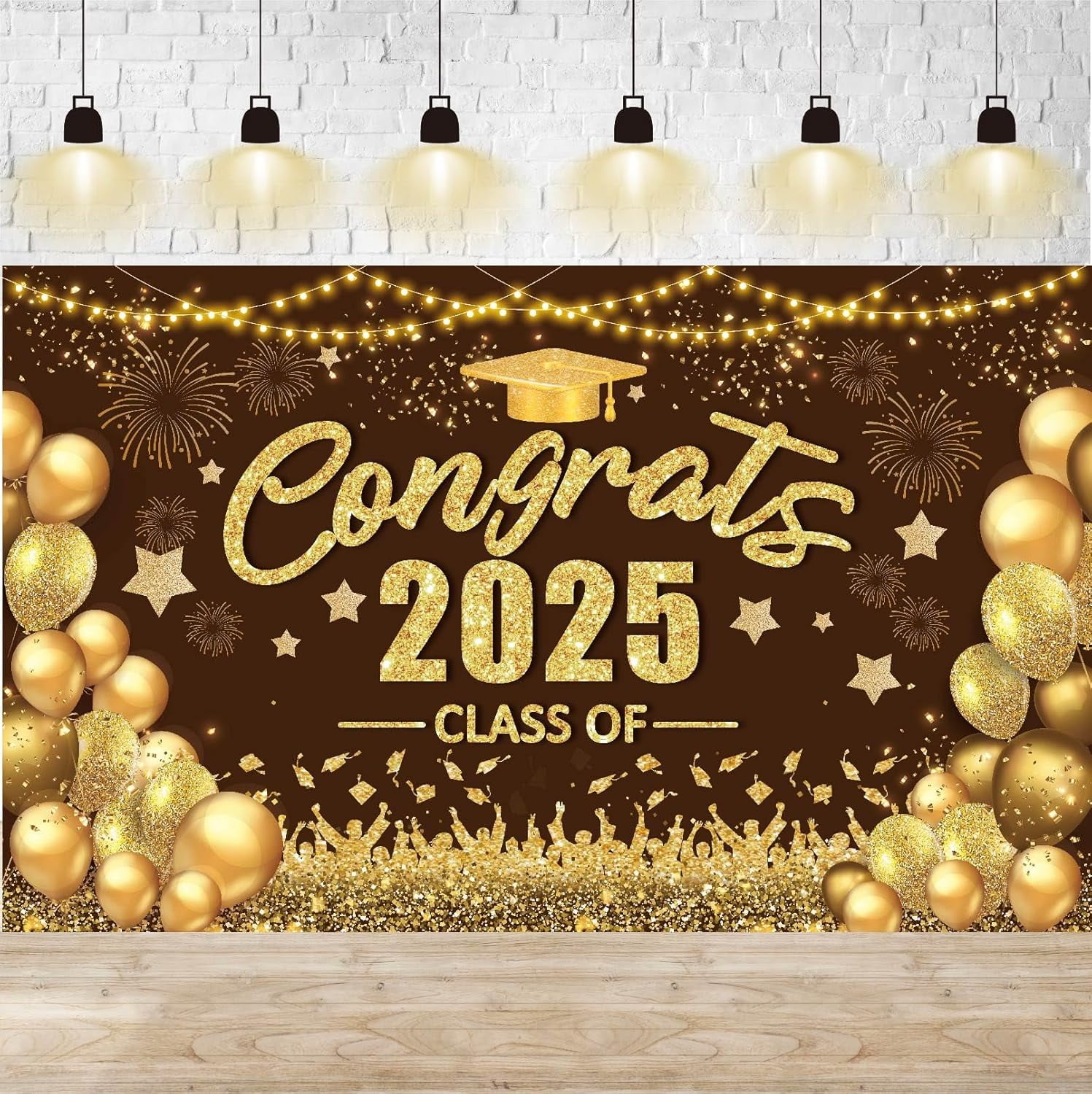 Congrats Class of 2025 Banner Brown and Gold Graduation Decorations ...