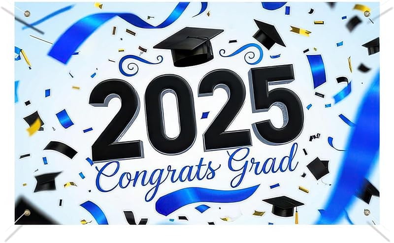Congrats Class of 2025 Graduation Decorations Backdrop 5.9x3.6Ft ...