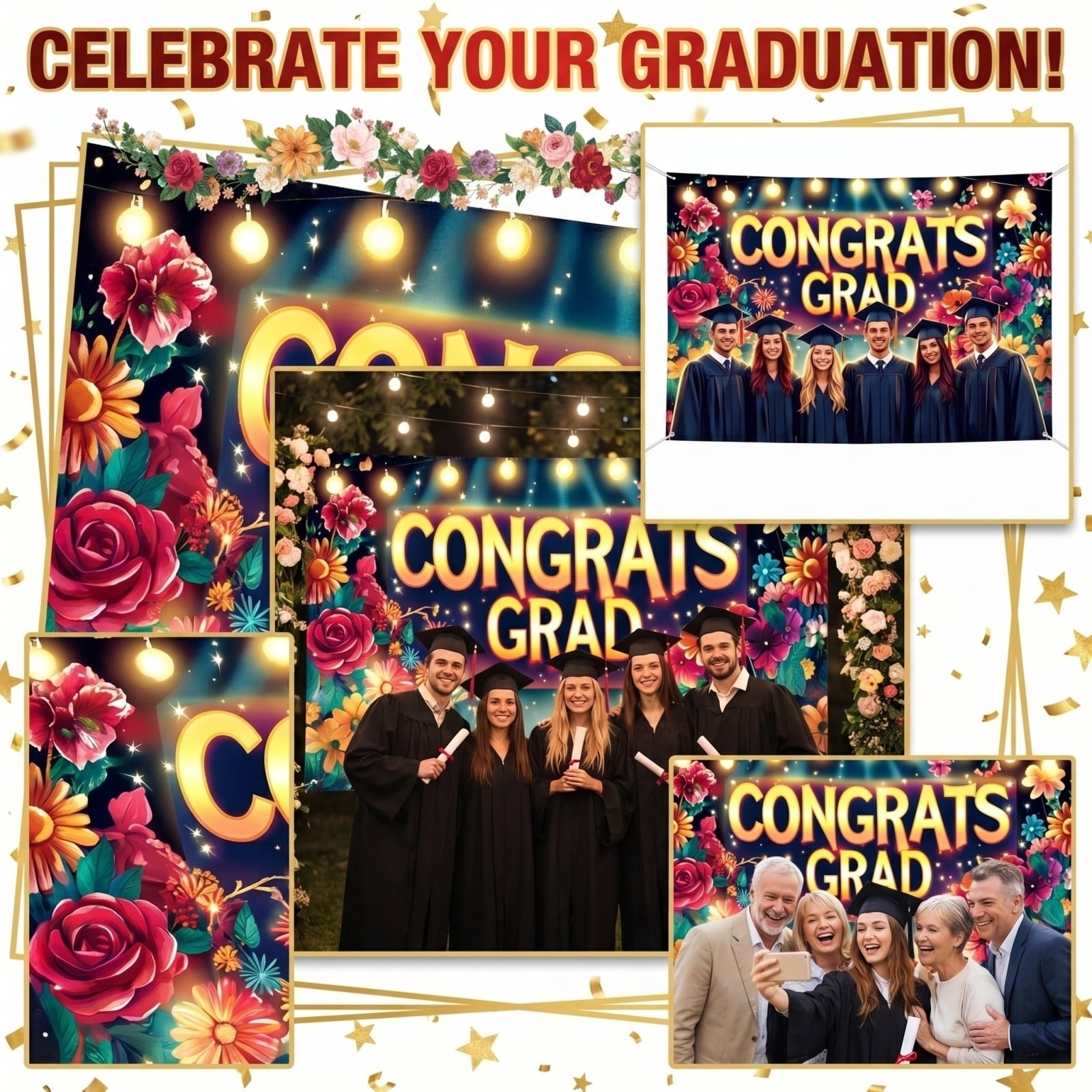 Congrats Class of 2026 Banner Graduation Decorations, Red and Gold ...