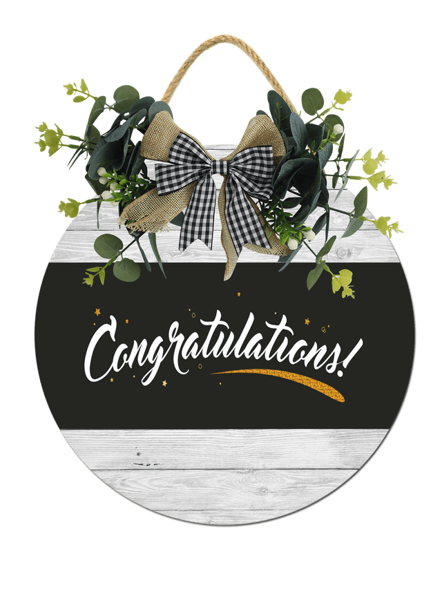 Congrats Congratulations Wreath Sign for Front Door,Horizontal Round ...