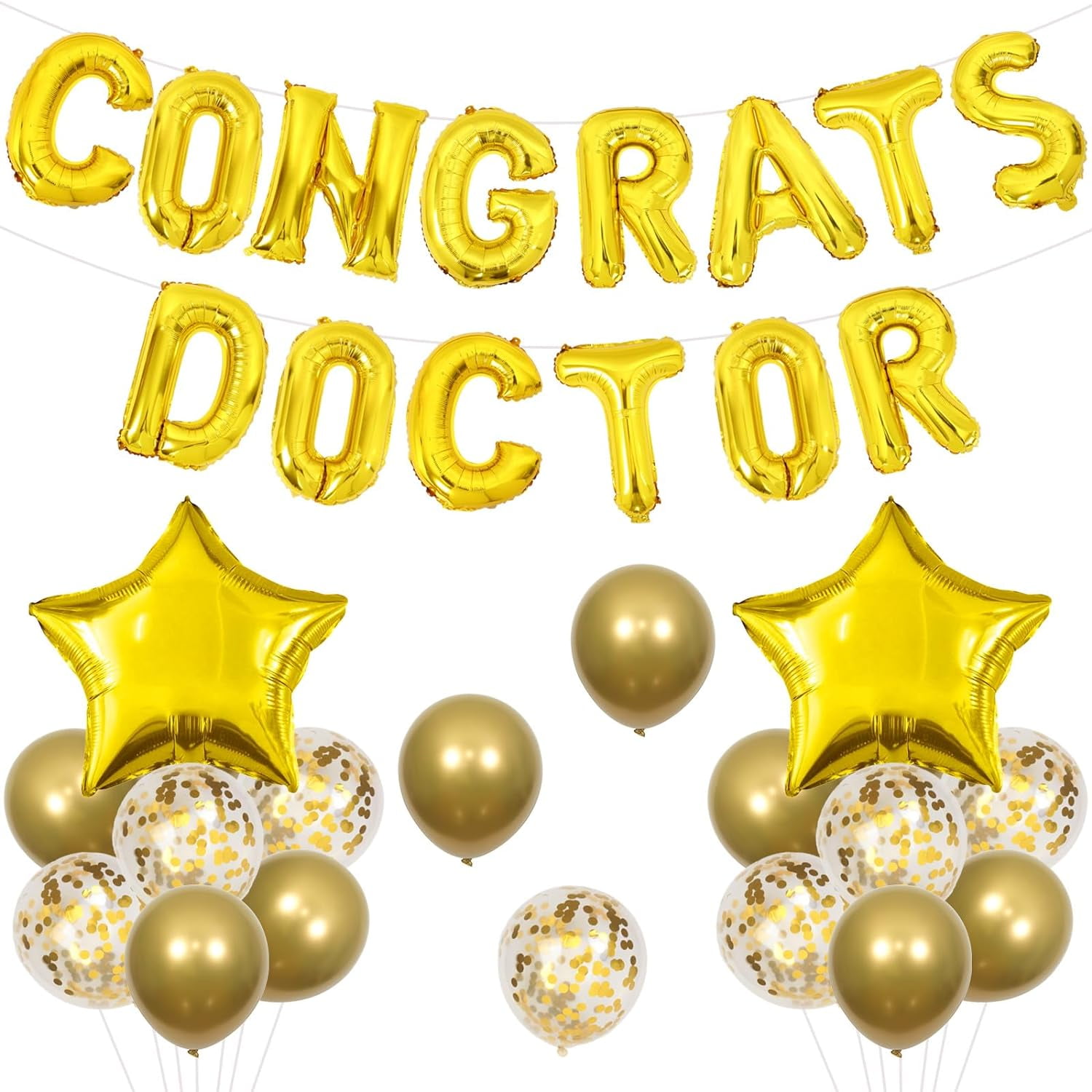 Congrats Doctor Graduation Decorations, Gold Congrats Doctor Balloons ...
