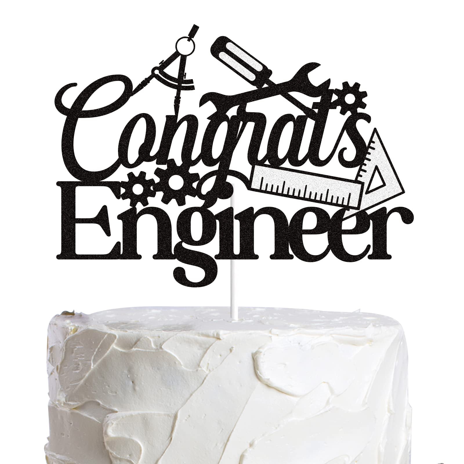 Congrats Engineer Happy Graduation Cake Topper BSL1 Class of 2025 Black ...