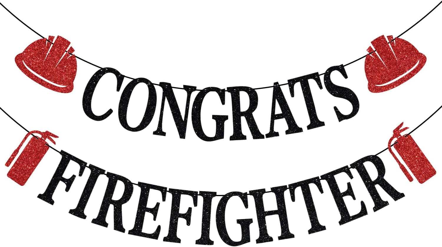 Congrats Firefighter Banner, Firefighter Graduation Party Decorations ...