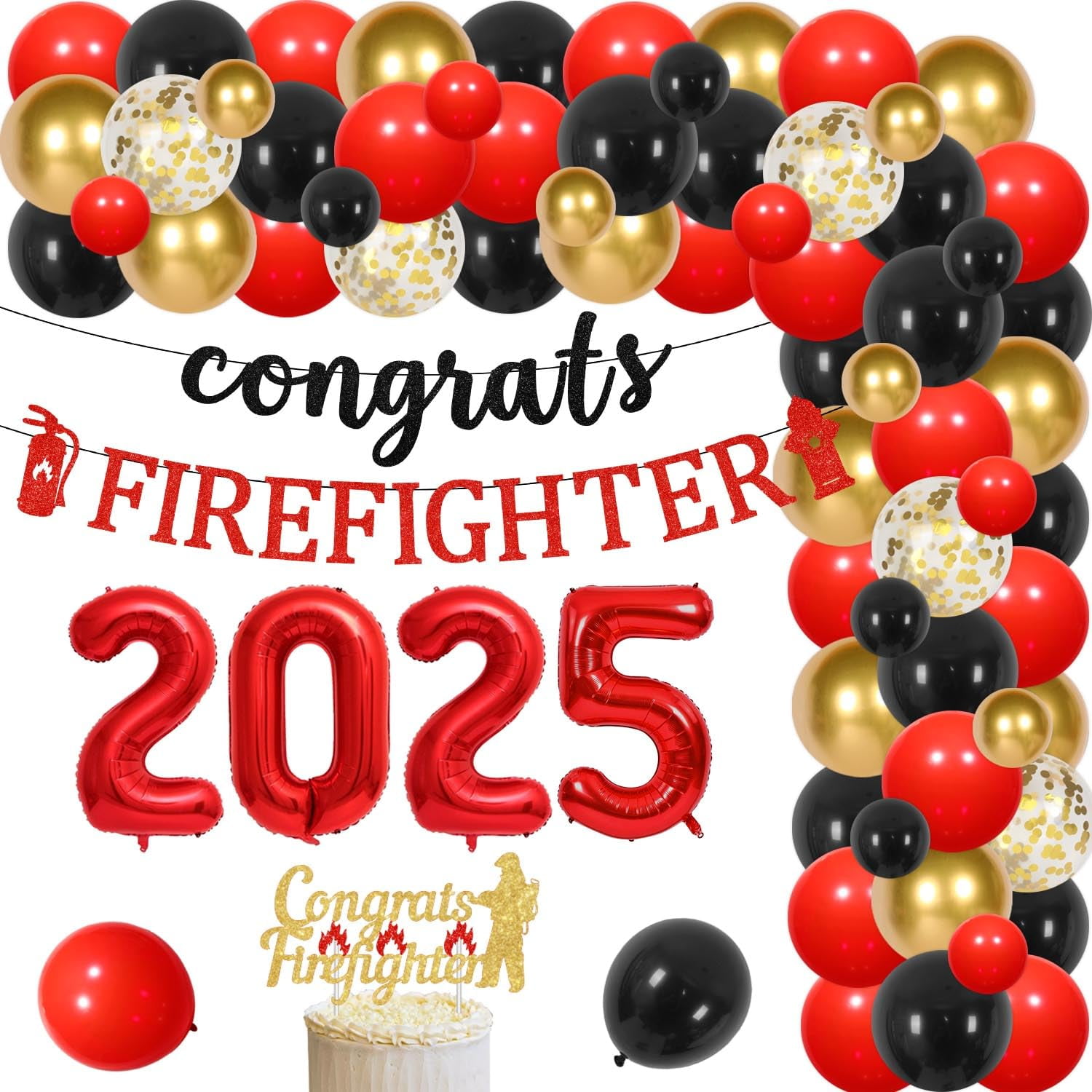 Congrats Firefighter DecorationsEGSC Class of 2025 Glitter Firefighter ...