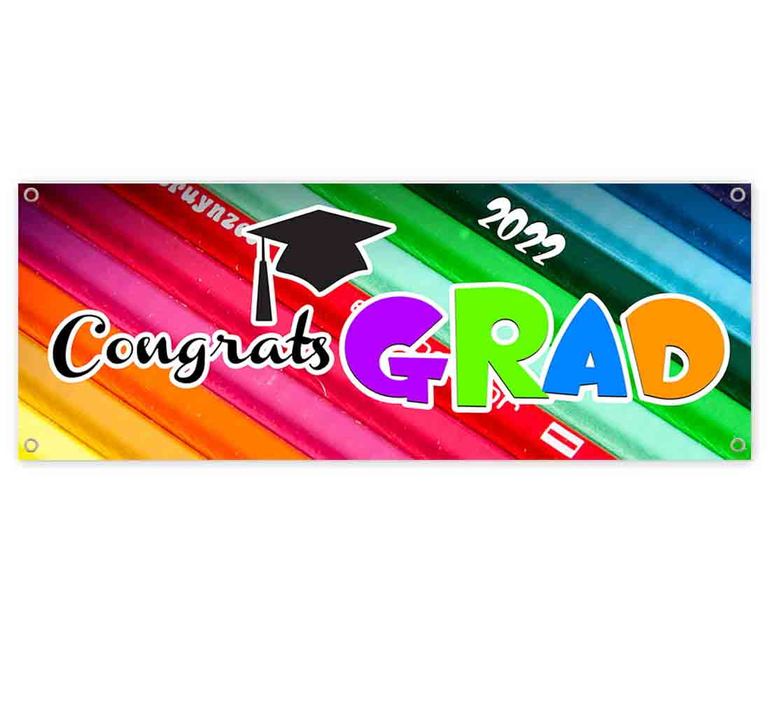 Congrats Grad 202 13 oz Vinyl Banner With Metal Grommets - Walmart.com