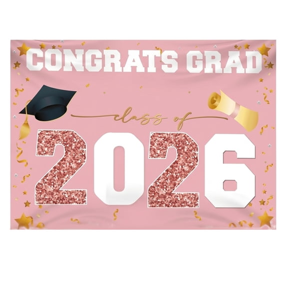 Congrats Grad 2026 Backdrop Banner Large Graduation Party Decorations ...