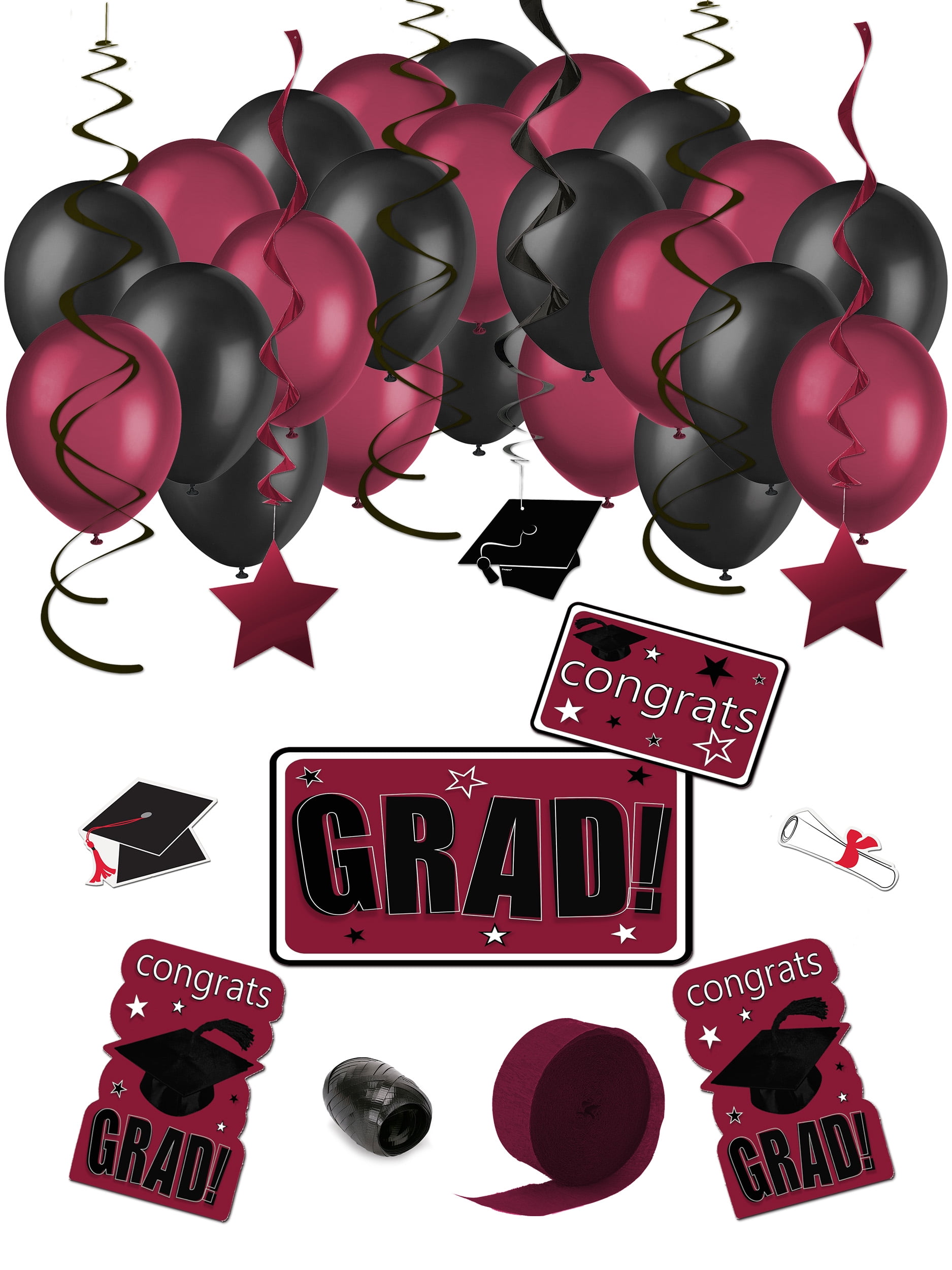 Congrats Grad 38pc Decoration Graduation Pack - School Colors Maroon ...