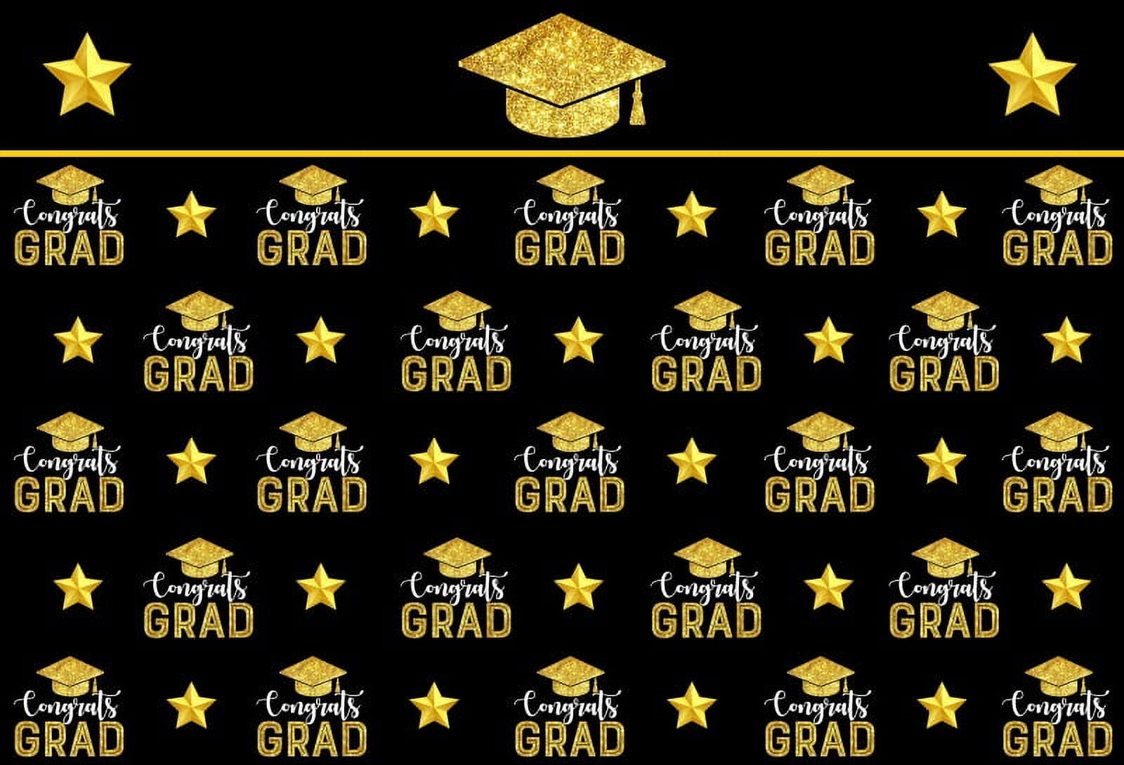 Congrats Grad Backdrop Black Gold Glitter Class of 2024 Graduation ...