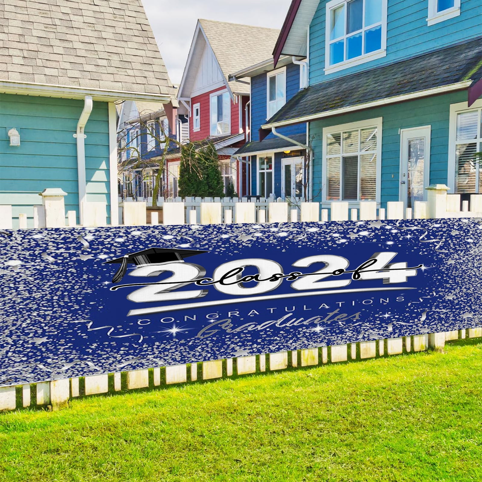 Congrats Grad Backdrop Black Gold Glitter Graduation Party Decorations ...