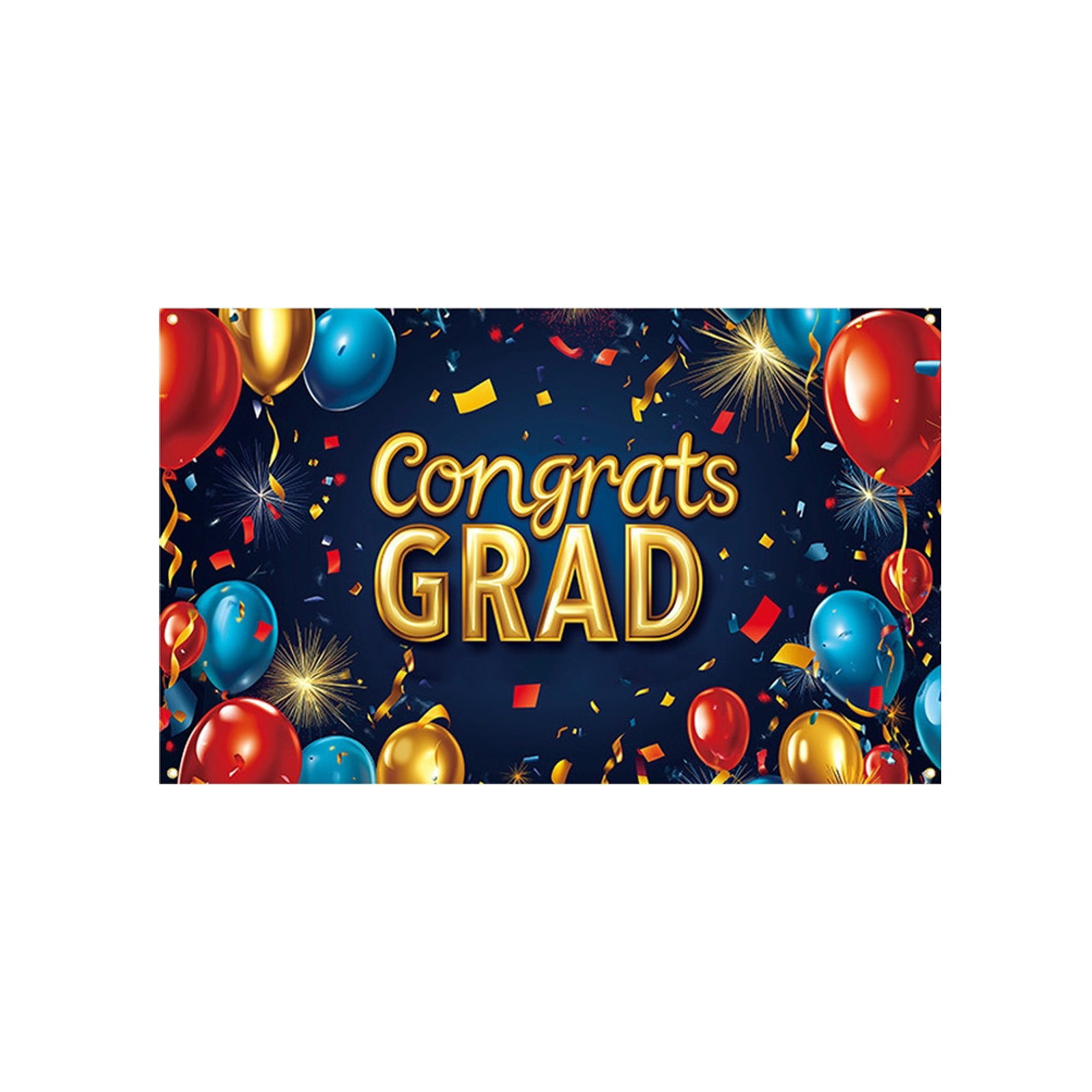 Congrats Grad Backdrop Blue red Gold Glitter Balloons Congratulations ...