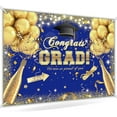 Congrats Grad Backdrop for Class of 2024 Royal Blue and Gold Graduation ...