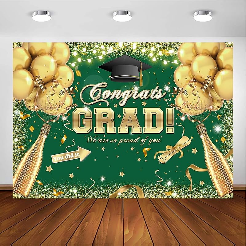 Congrats Grad Backdrop for Class of 2024 Royal Blue and Gold Graduation ...