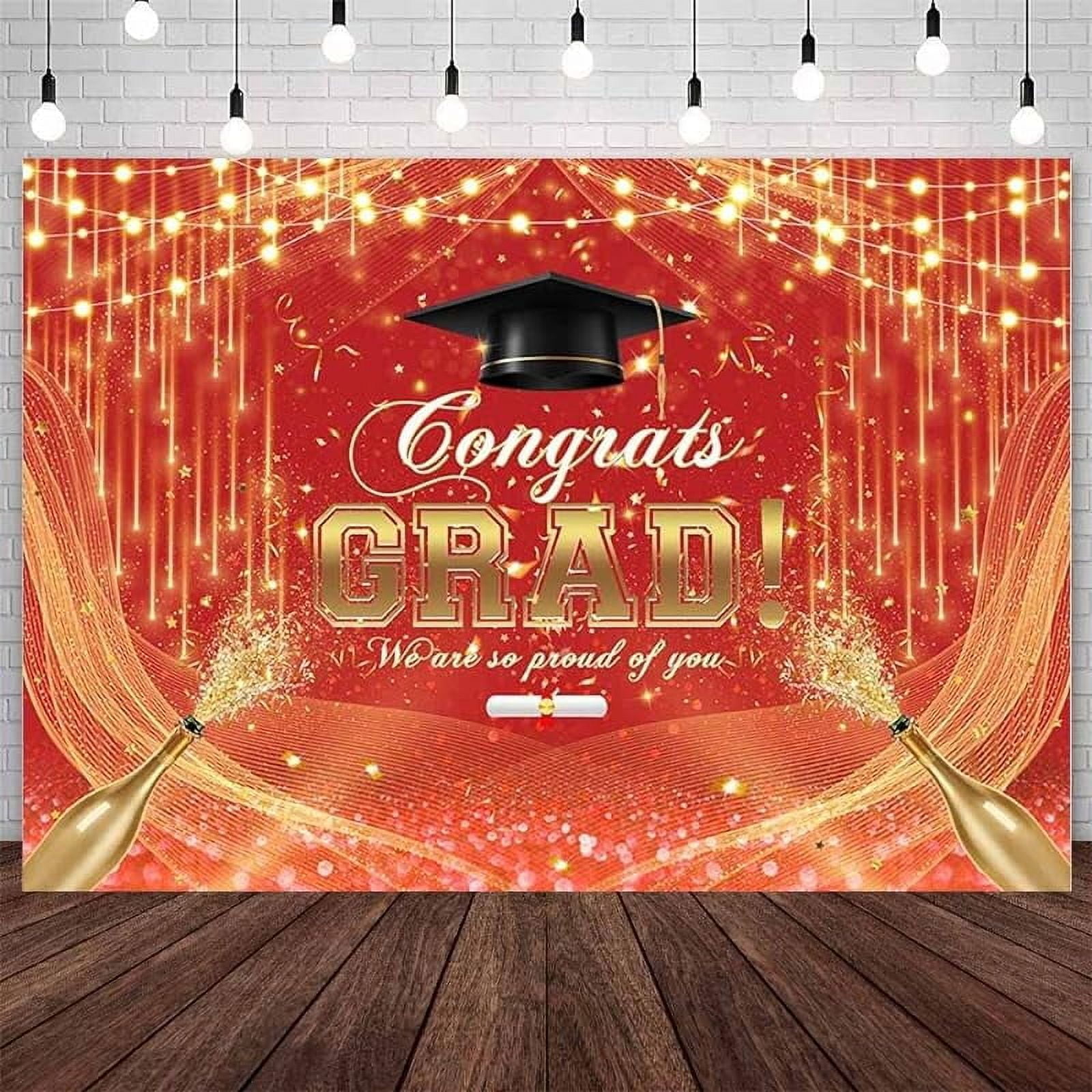 Congrats Grad Backdrop Glitter Graduation Party Decorations Class of ...