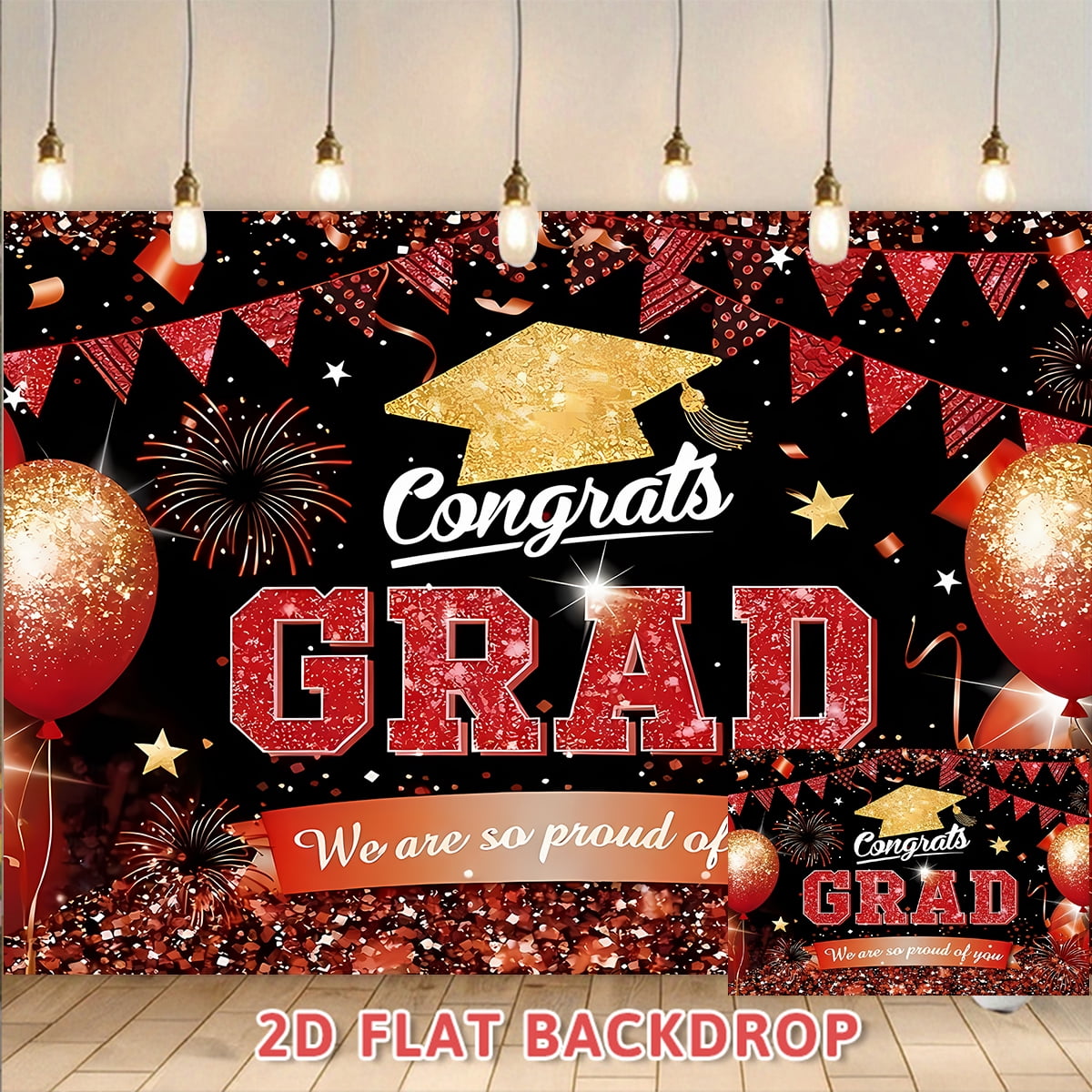 Congrats Grad Backdrop, Graduation Party Decor Banner, Suitable For ...