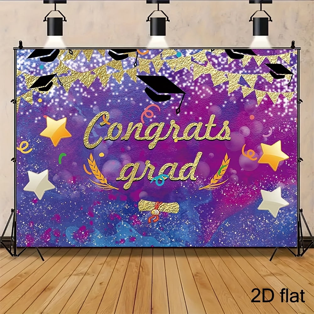 Congrats Grad Backdrop Watercolor Purple Blue Abstract Graffiti ...