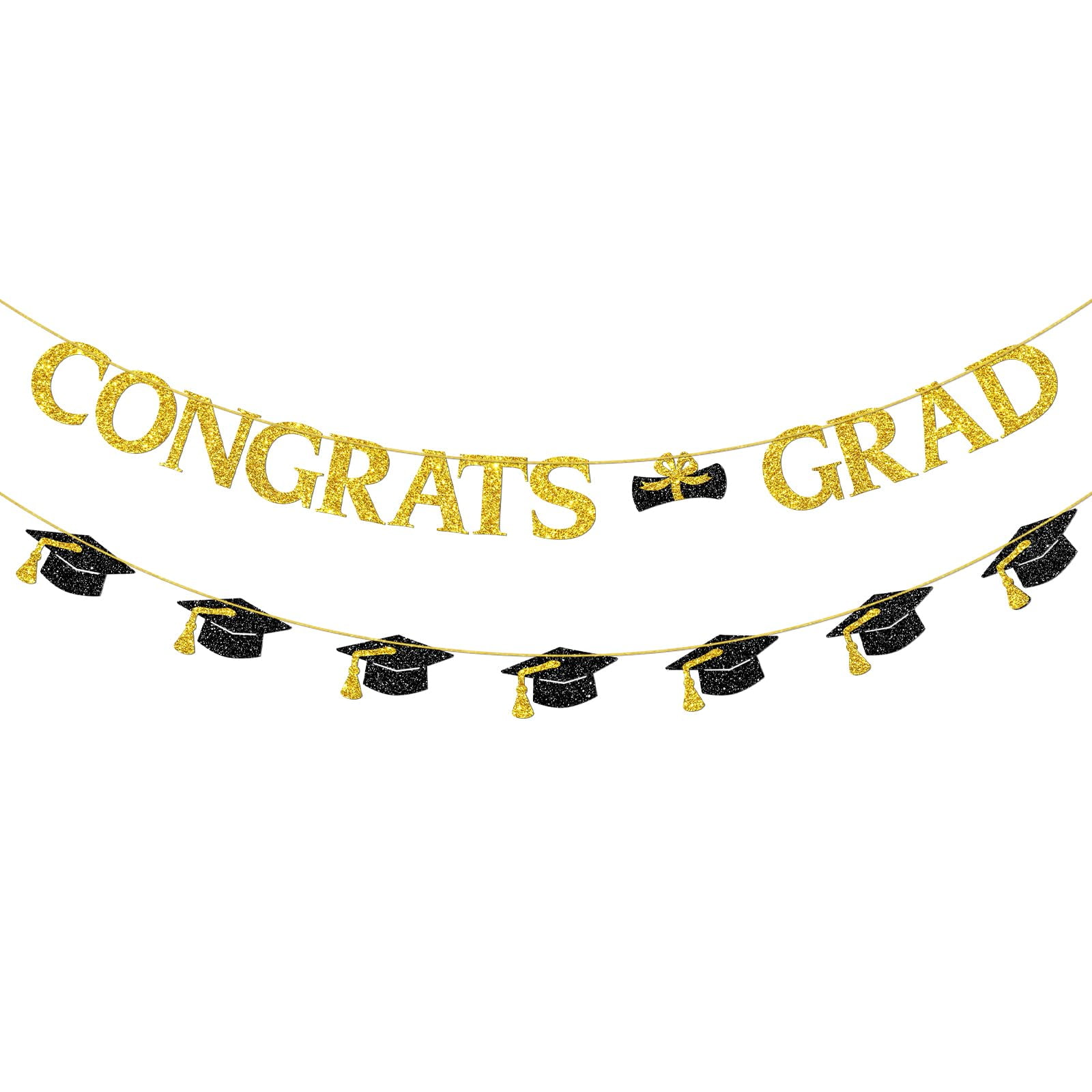 Congrats Grad Banner,Gold&Black Glitter MMF7 Class of 2025 Graduation ...