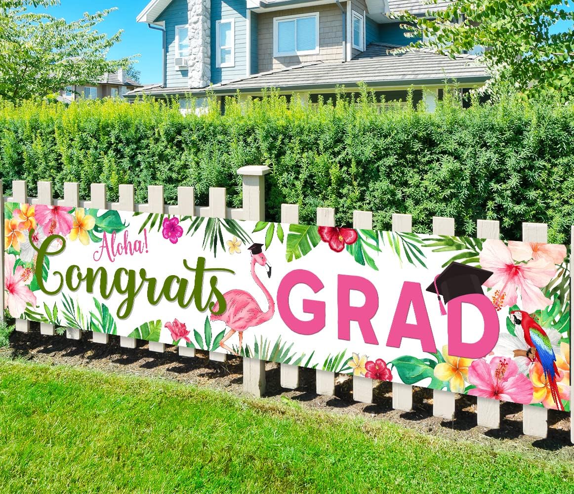 Congrats Grad Banner Graduation Decorations Class of 2025 Large Luau ...