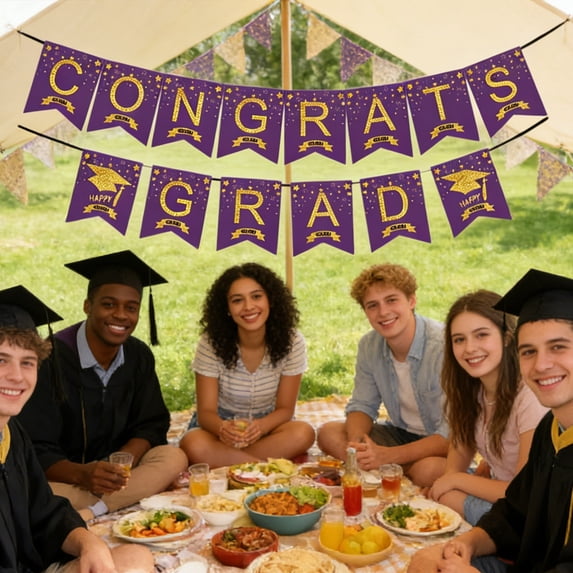 Congrats Grad Banner , No DIY | Graduation Banner for 2026 | Grad Party ...