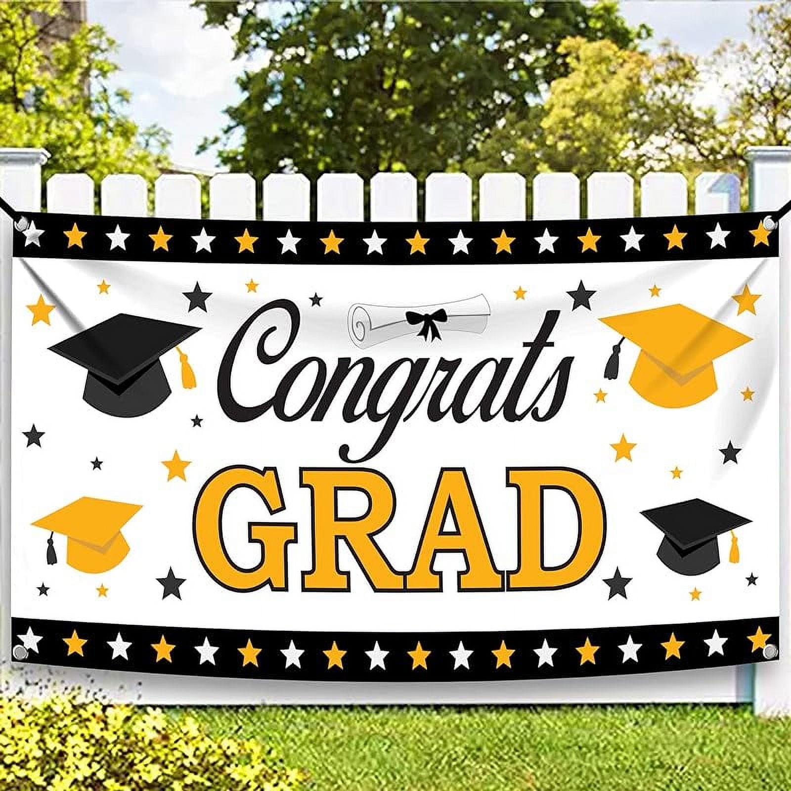 Congrats Grad Banner Red Graduation Banner Class of 2025 Red and Black ...