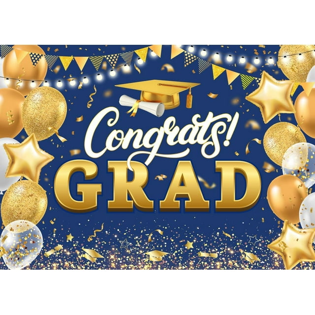 Congrats Grad Beautiful Backdrop Congratulations Backdrops Blue and ...