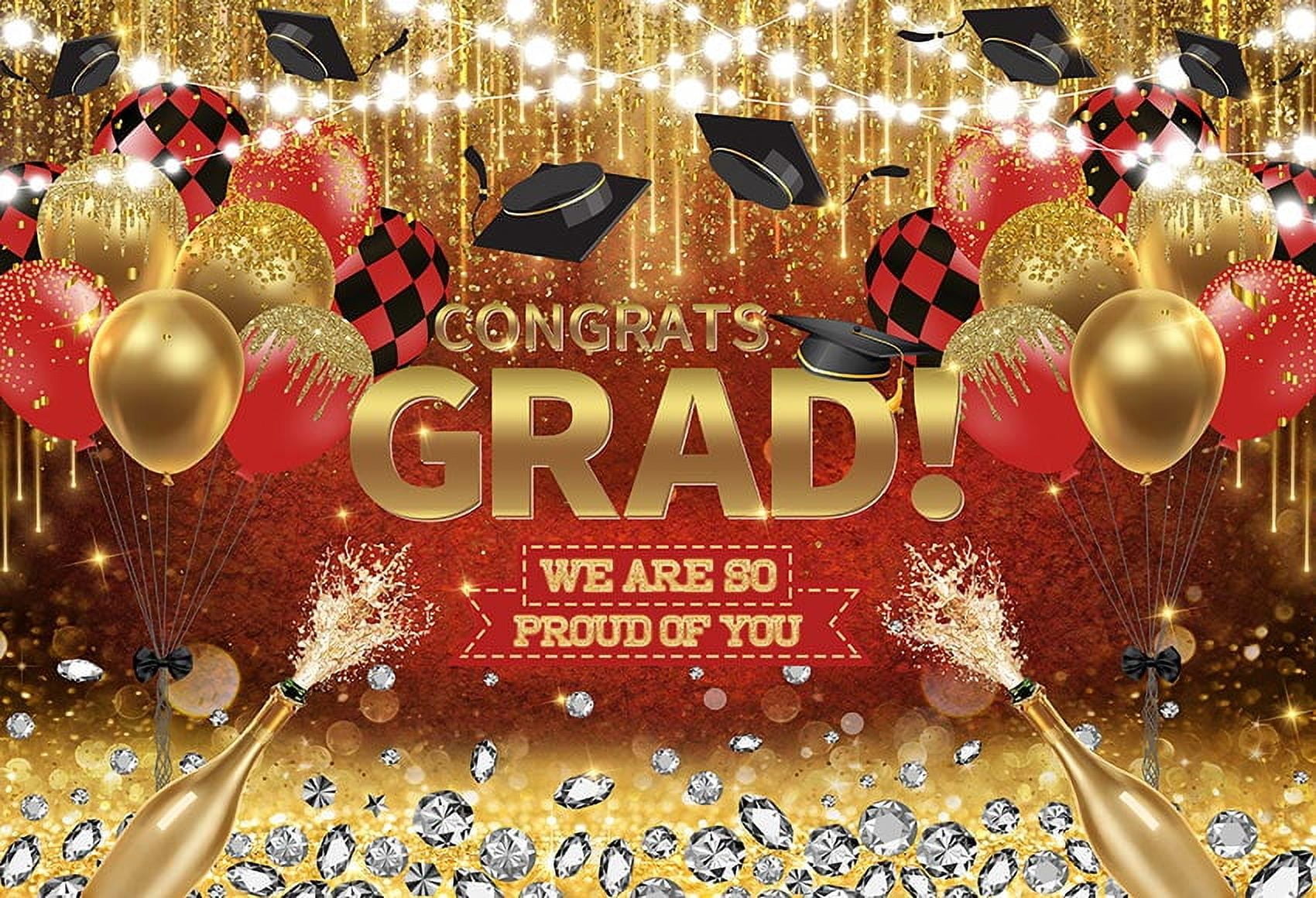 Congrats Grad Black Gold Glitter Graduation Class of Party ration ...