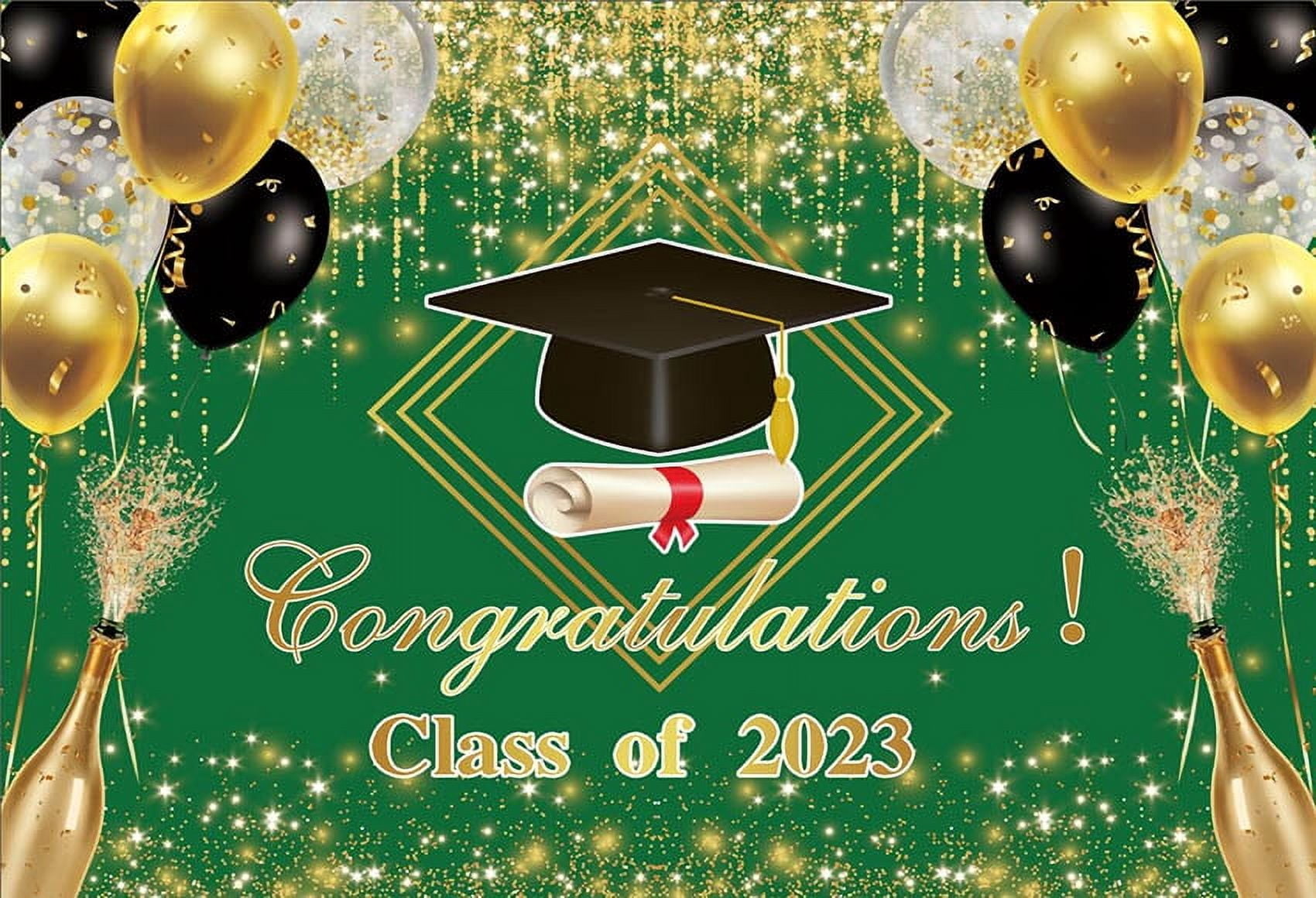 Congrats Grad Black Gold Glitter Graduation Class of Party ration ...