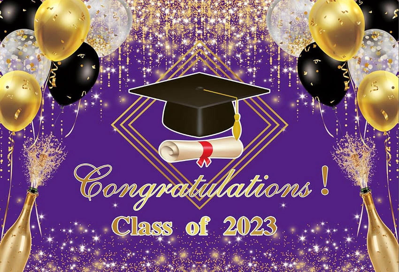 Congrats Grad Black Gold Glitter Graduation Class of Party ration ...