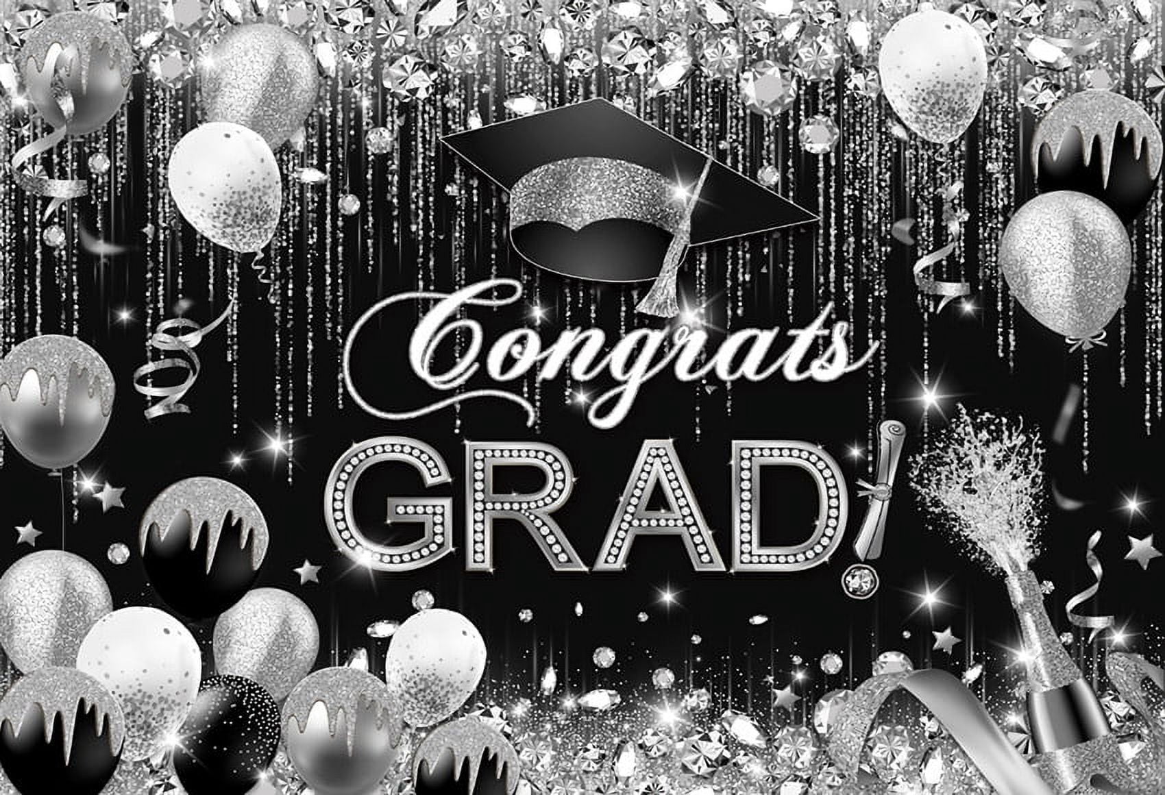 Congrats Grad Black Gold Glitter Graduation Class of Party ration ...