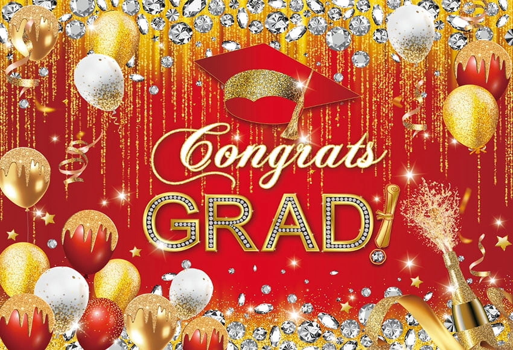Congrats Grad Black Gold Glitter Graduation Class of Party ration ...