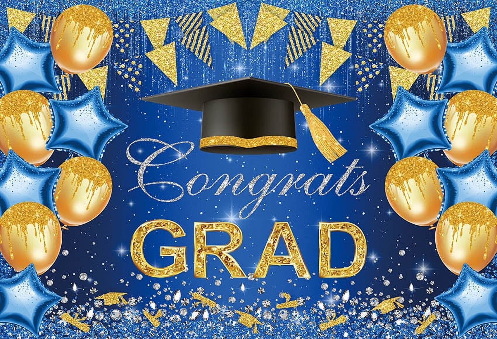 Congrats Grad Black Gold Glitter Graduation Class of Party ration ...