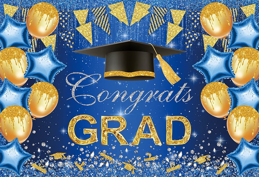 Congrats Grad Black Gold Glitter Graduation Class of Party ration ...