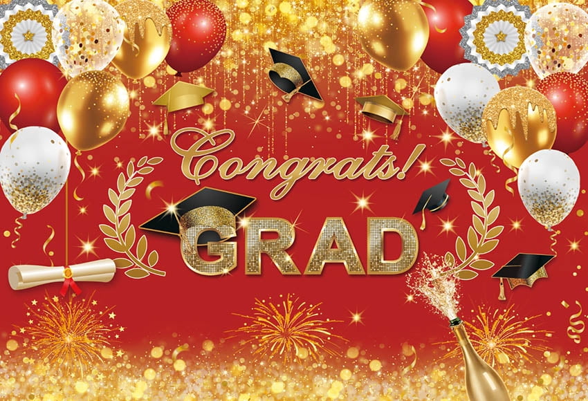 Congrats Grad Black Gold Glitter Graduation Class of Party ration ...