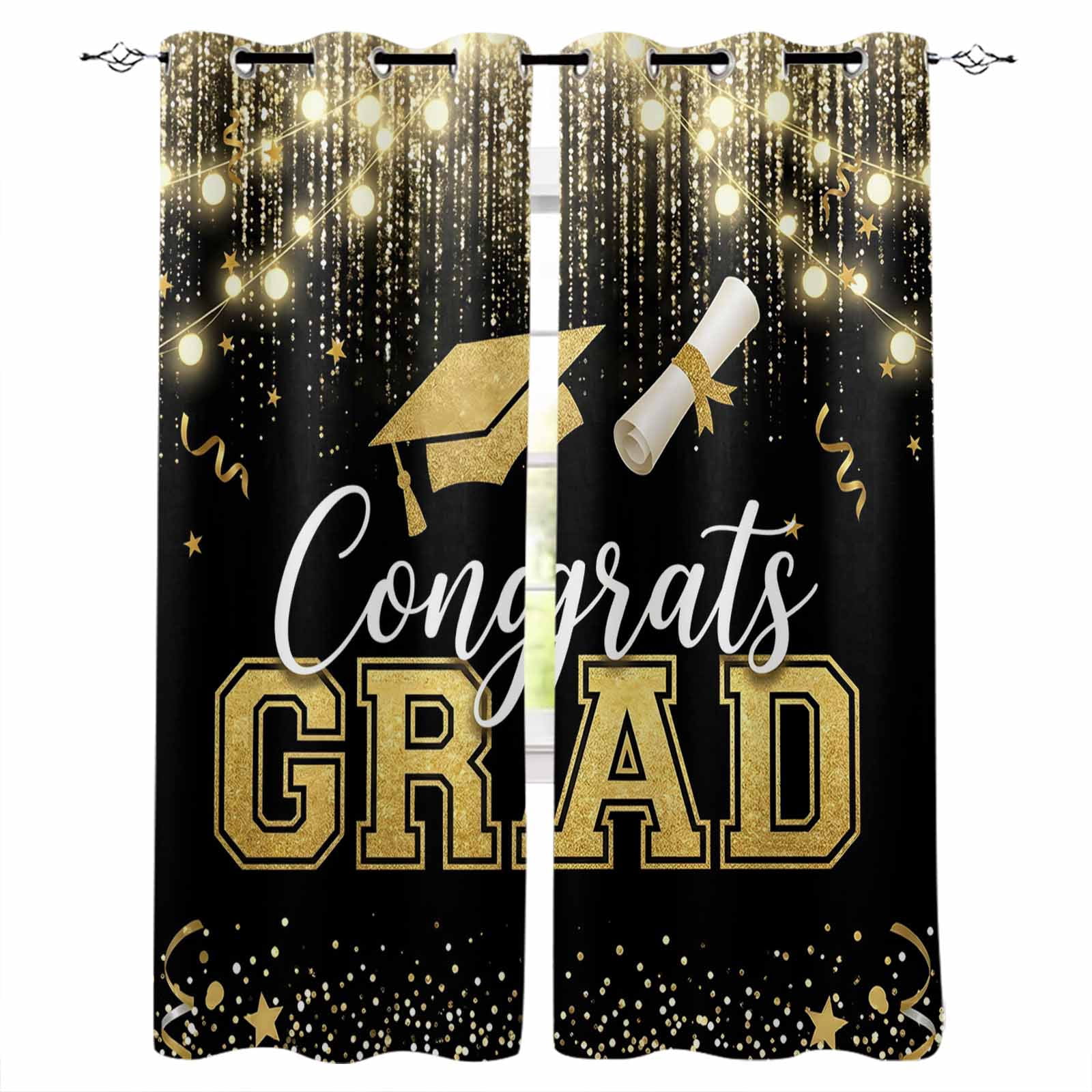 Congrats Grad Blackout Curtains for Bedroom Living Room Darkening ...