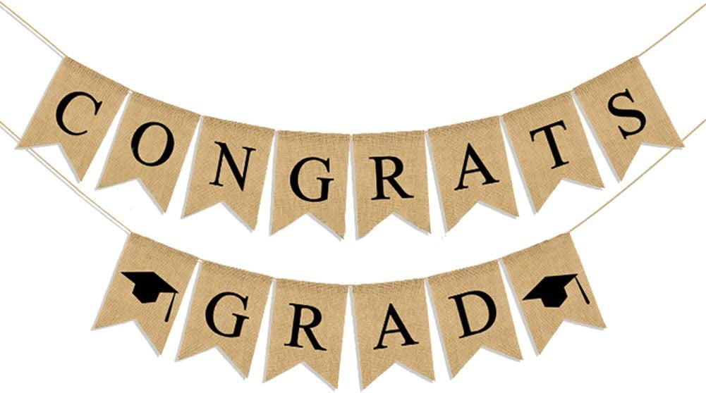 Congrats Grad Burlap Graduation Banner 2025 Congrats Grad Banner ...