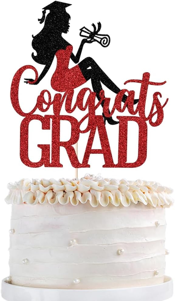 Congrats Grad Cake Topper,2024 Girl Graduation Cake Topper, Congrats ...