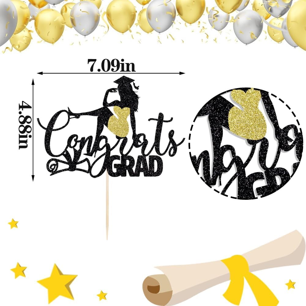 Congrats Grad Cake Topper,2024 Girl Graduation Cake Topper, Congrats ...