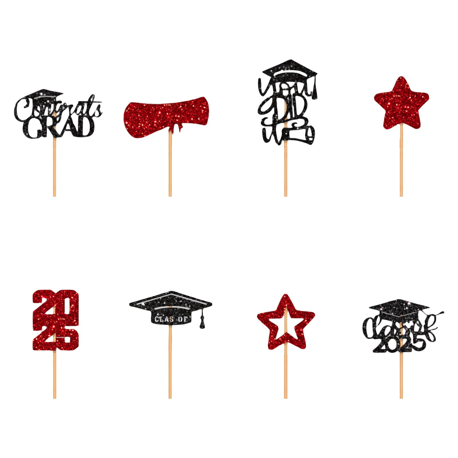 Congrats Grad Cake Topper 2025 – Gold Graduation Cake Toppers for Class ...