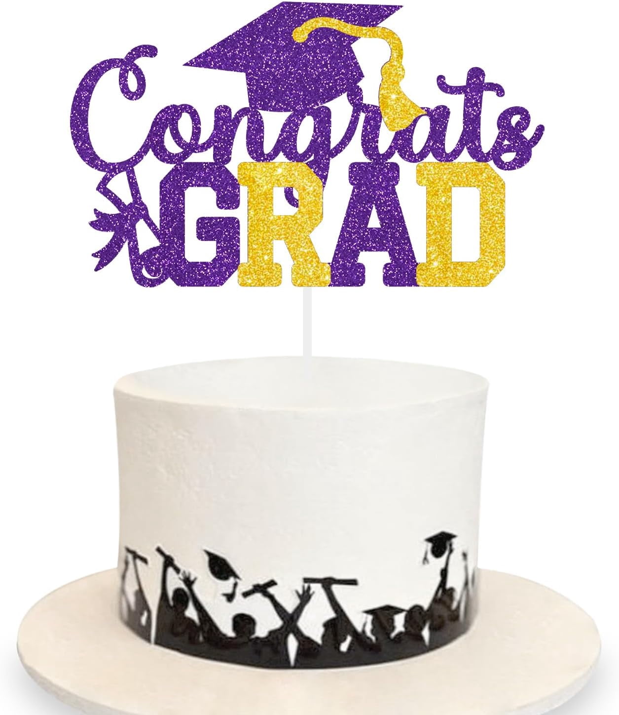 Congrats Grad Cake Topper Graduation Party Table Ideas Glitter Junior ...